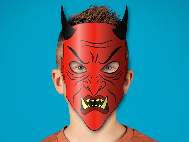 Demon Mask Printable, Paper DIY for Kids and Adults. PDF Template ...