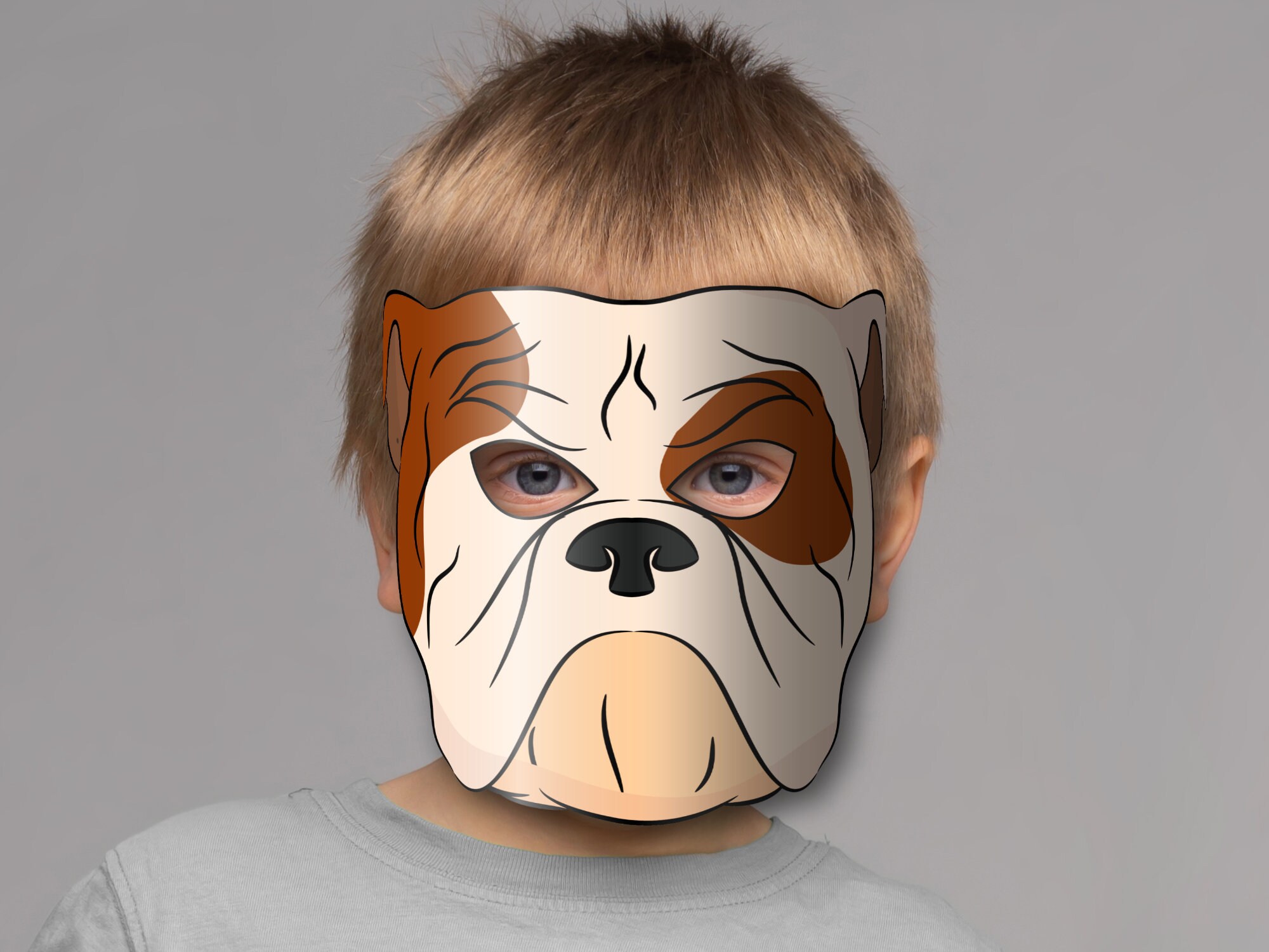Dog Bulldog Mask Printable Breed, Paper DIY for Kids and Adults. PDF ...