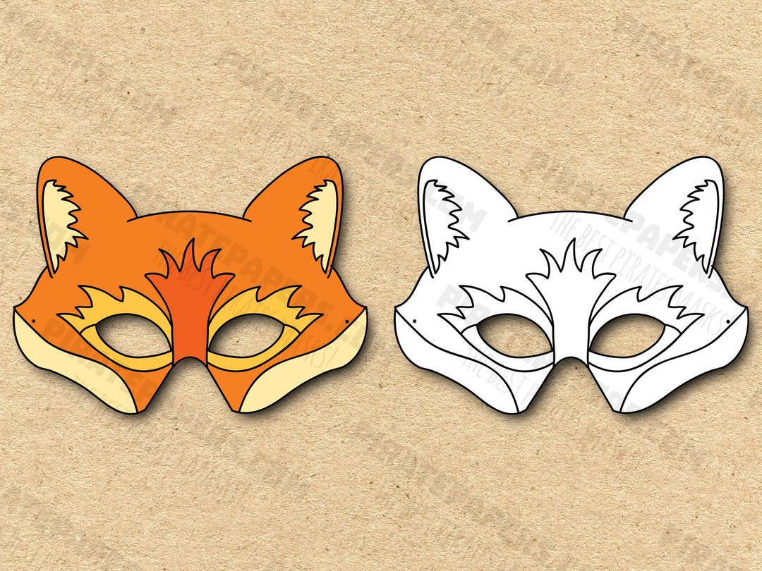 Fox Masks Printable Color Coloring, Paper DIY for Kids and Adults. PDF ...