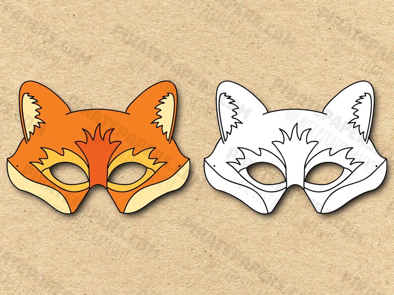 Fox Masks Printable Color Coloring Paper DIY for Kids and - Etsy