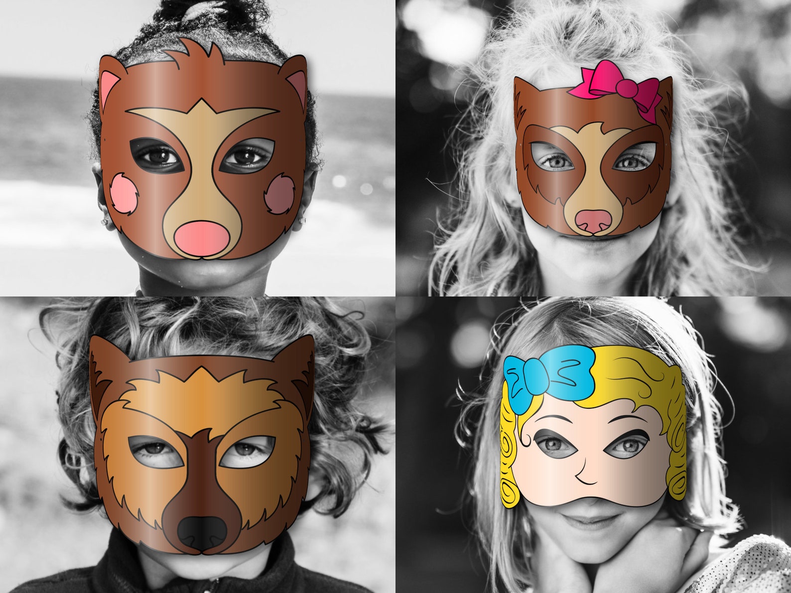 Goldilocks and the Three Bears Masks Printable Papa Bear - Etsy