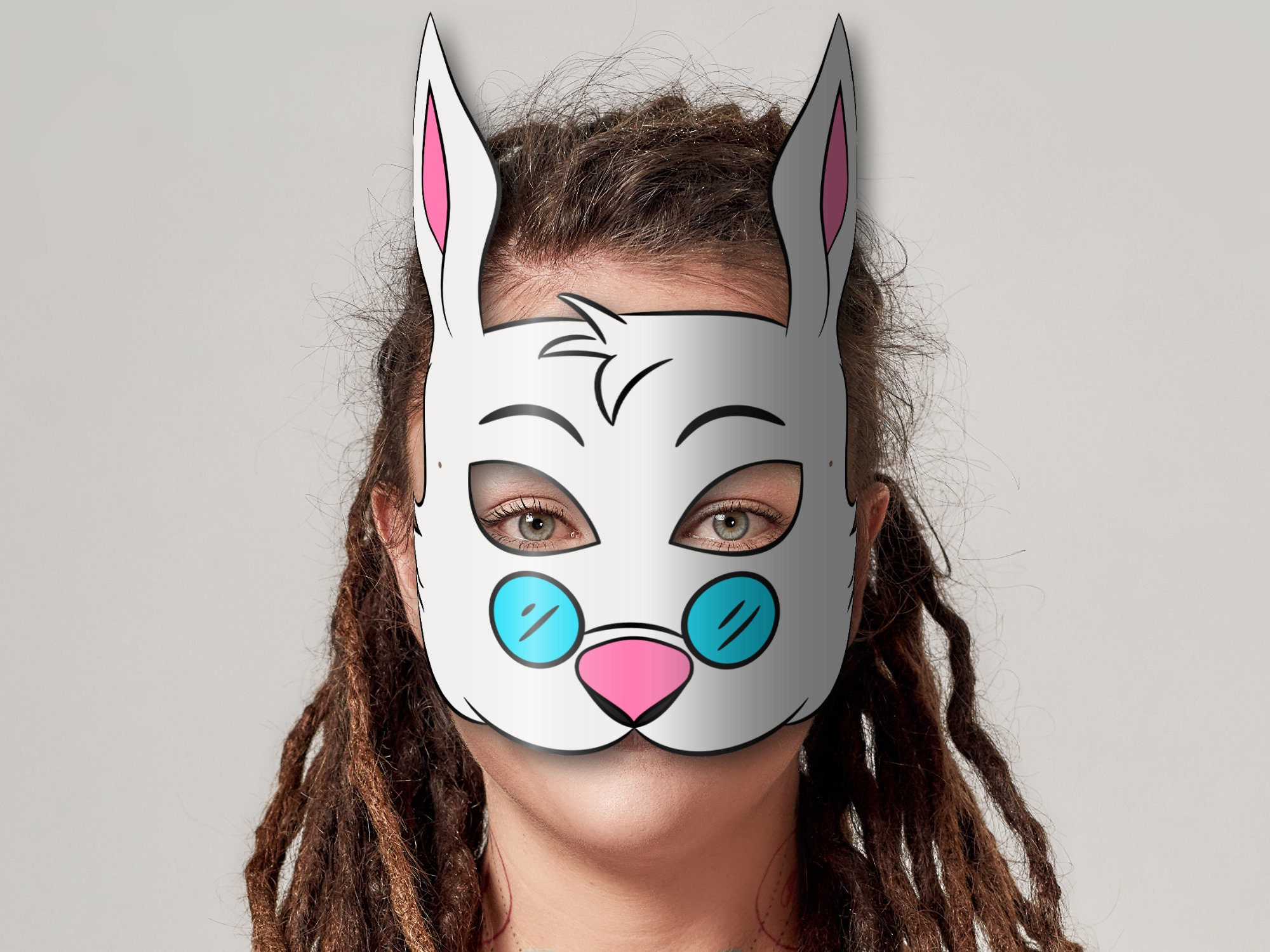 White Rabbit Mask Printable alice in Wonderland, Paper DIY for Kids and ...
