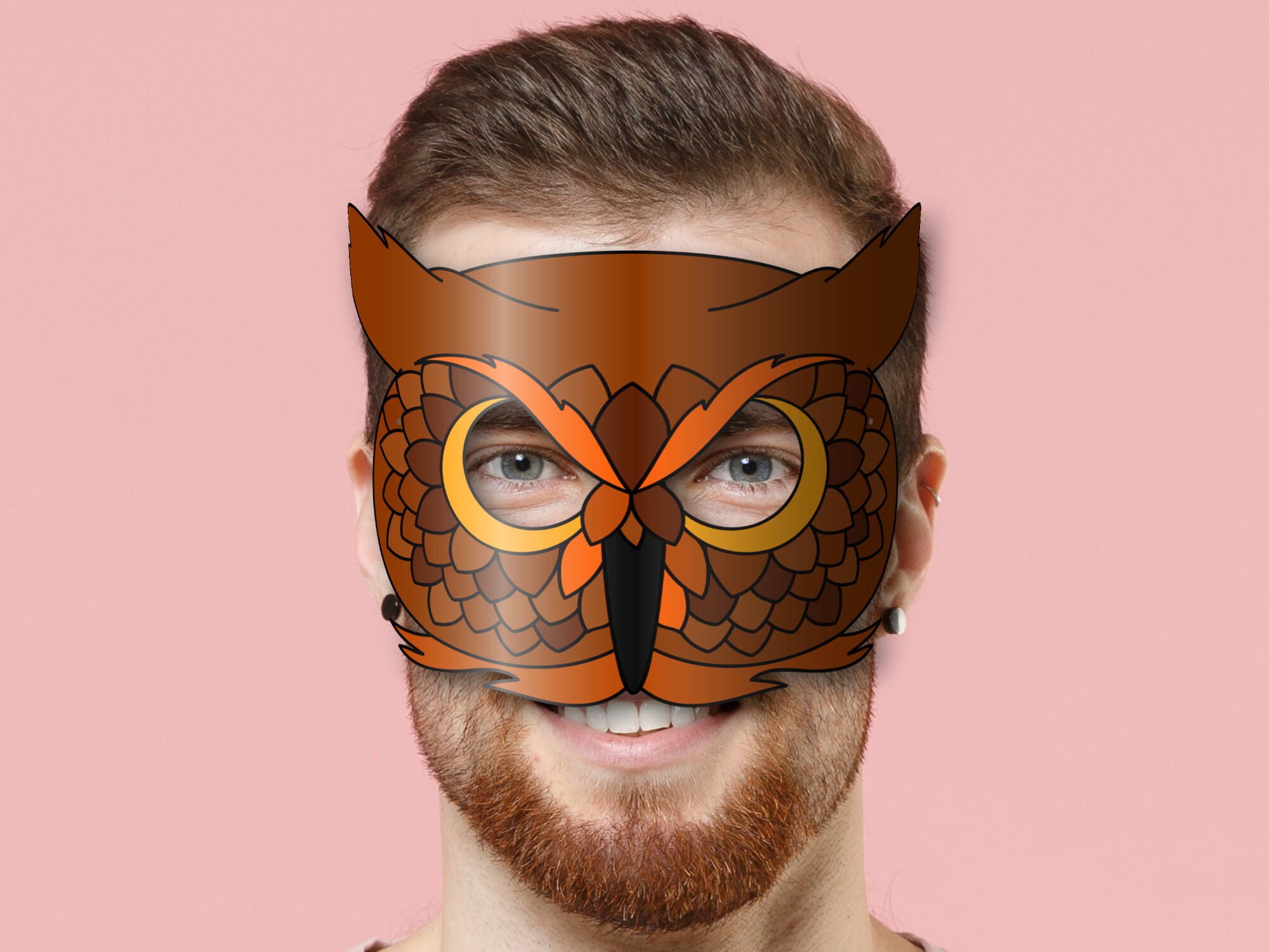 Owl Mask Printable, Paper DIY for Kids and Adults. PDF Template ...