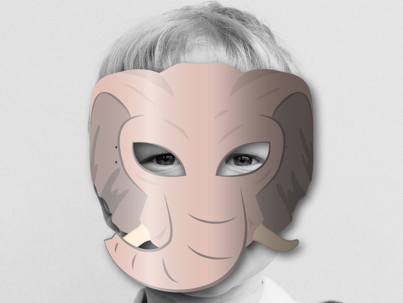 Elephant Masks Printable Color Coloring Paper DIY for Kids - Etsy