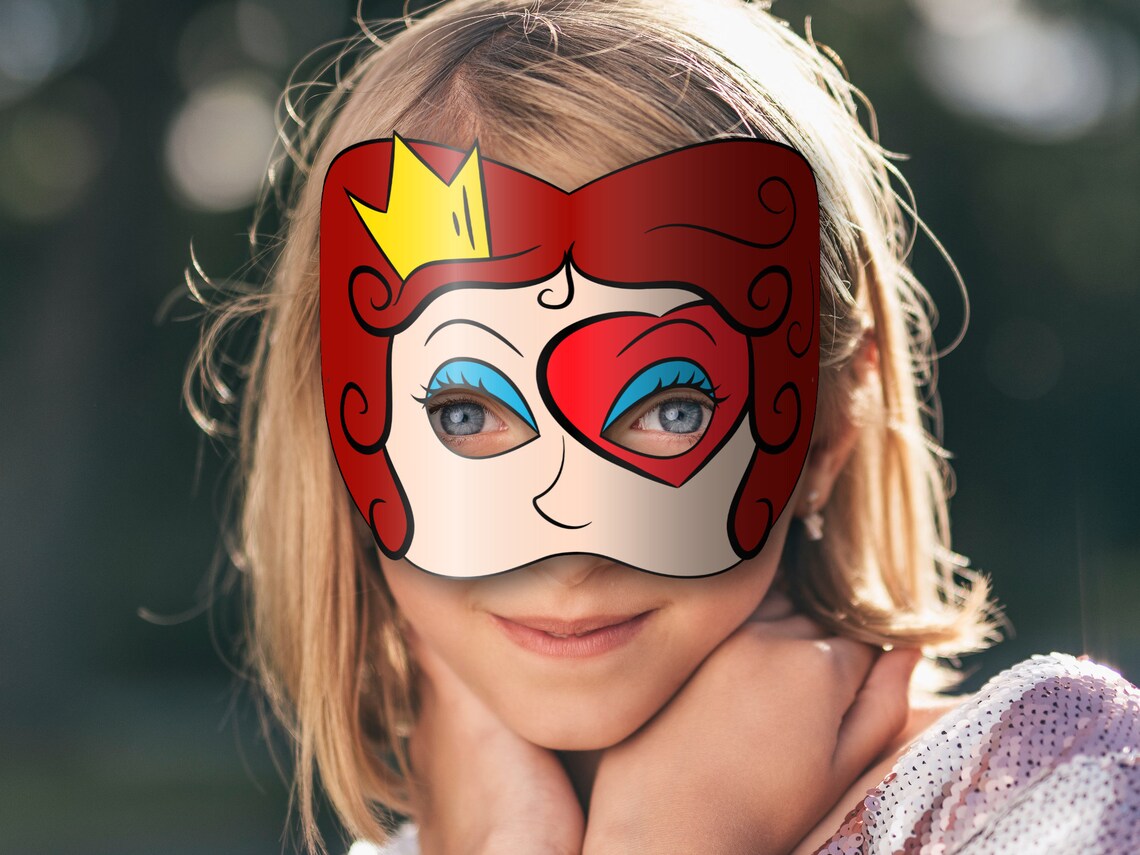Queen of Hearts Mask Printable alice in Wonderland, Paper DIY for Kids ...