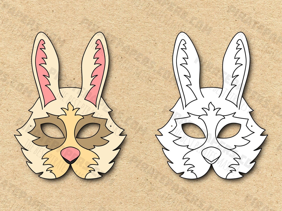 Bunny Masks Printable Color + Coloring, Paper DIY for Kids and Adults ...