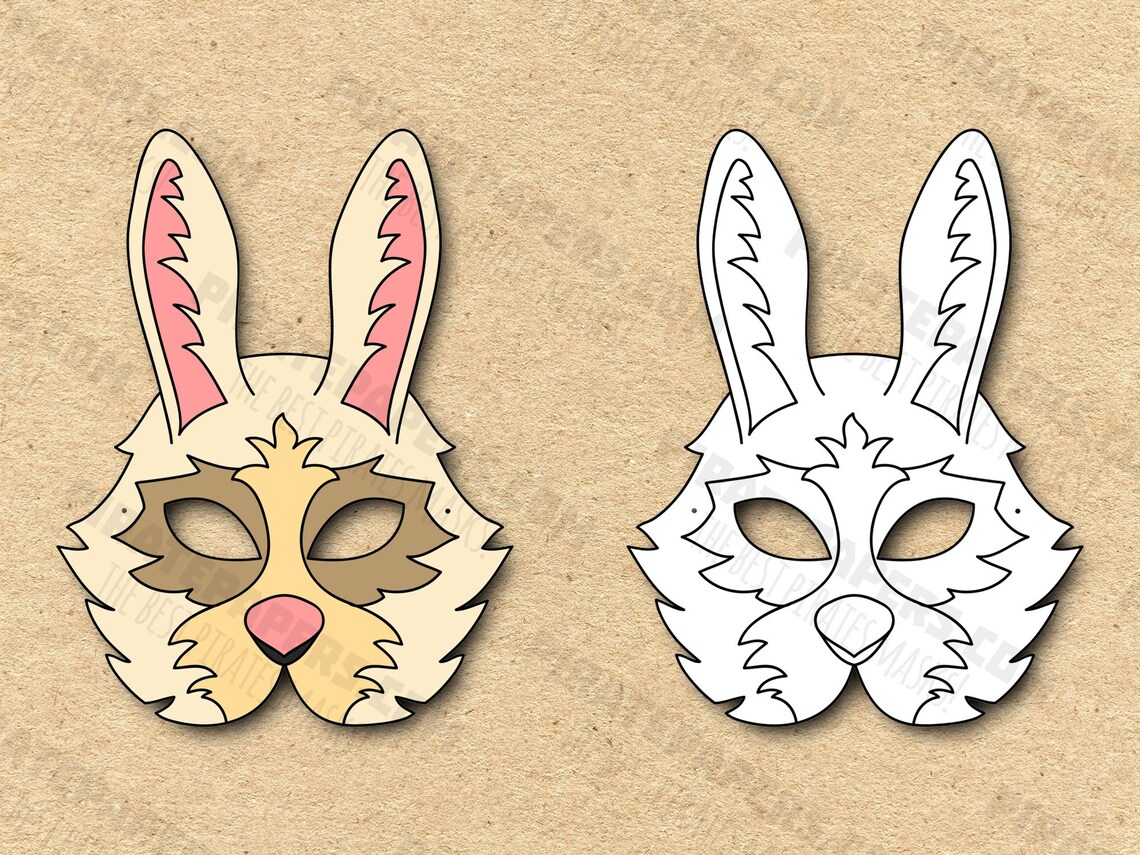 Bunny Masks Printable Color Coloring, Paper DIY for Kids and Adults ...