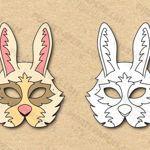 Bunny Masks Printable Color + Coloring, Paper DIY for Kids and Adults ...
