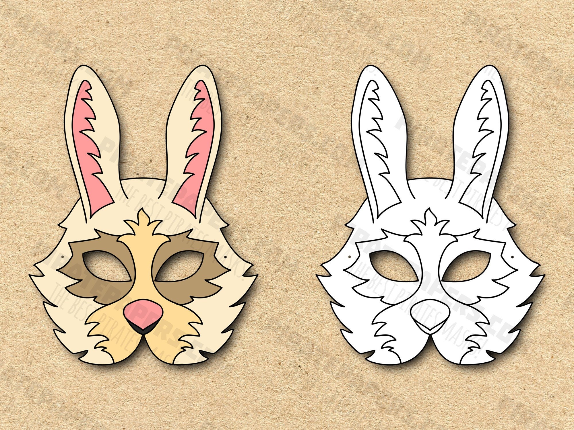 Bunny Masks Printable Color Coloring, Paper DIY for Kids and Adults ...