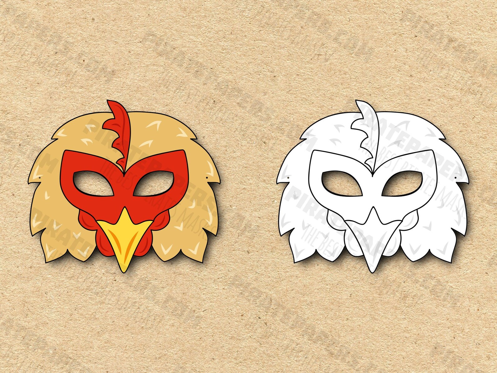 Chicken Masks Printable Color Coloring, Hen Masks, Paper DIY for Kids ...