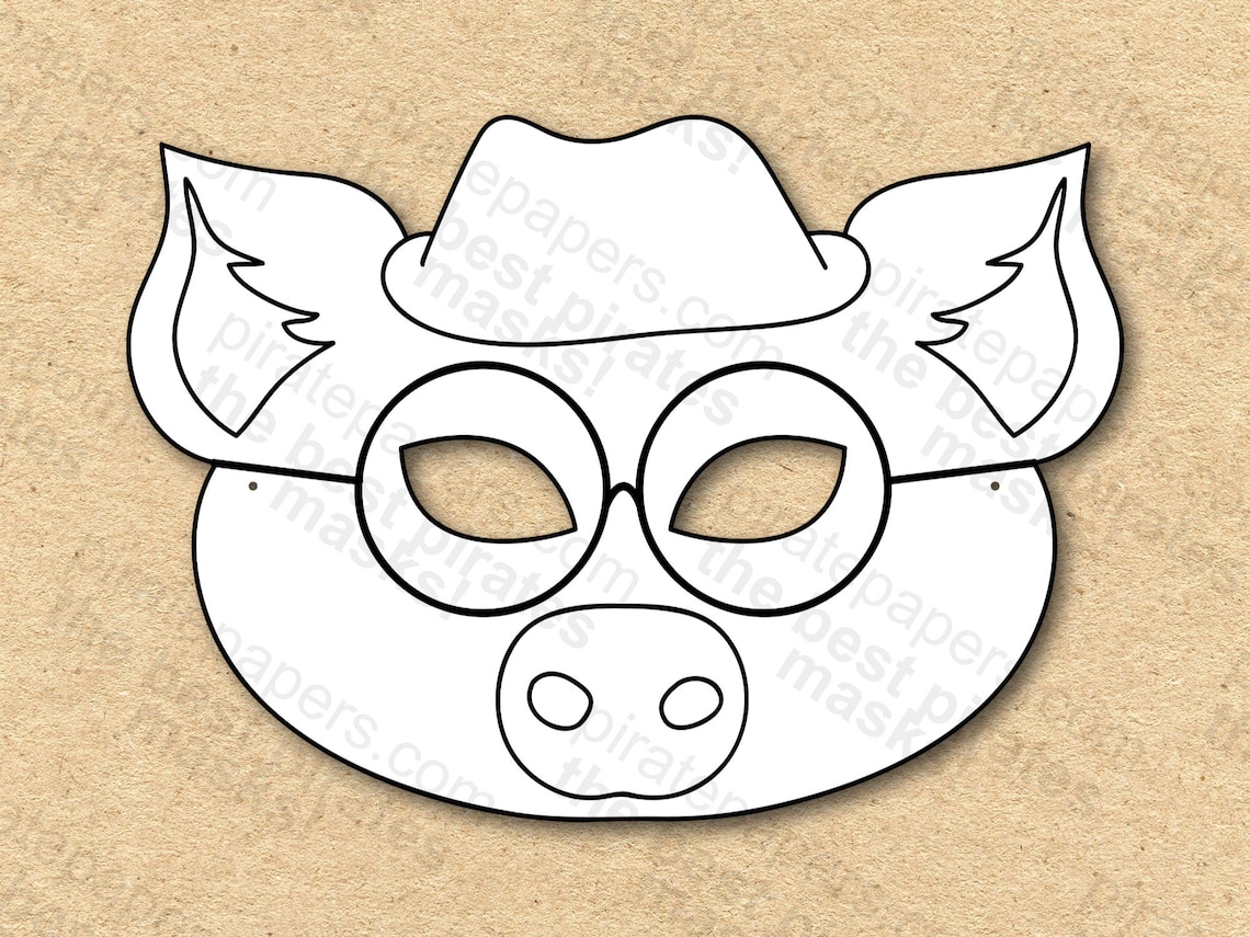 Pig 3 Mask Printable Coloring the Three Little Pigs Paper - Etsy