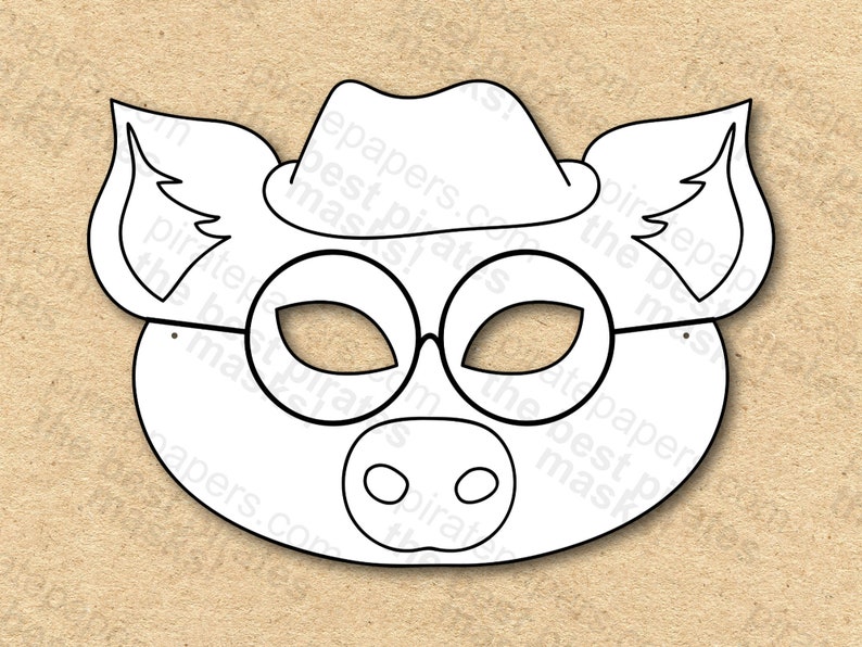 Pig 3 Mask Printable Coloring the Three Little Pigs Paper - Etsy