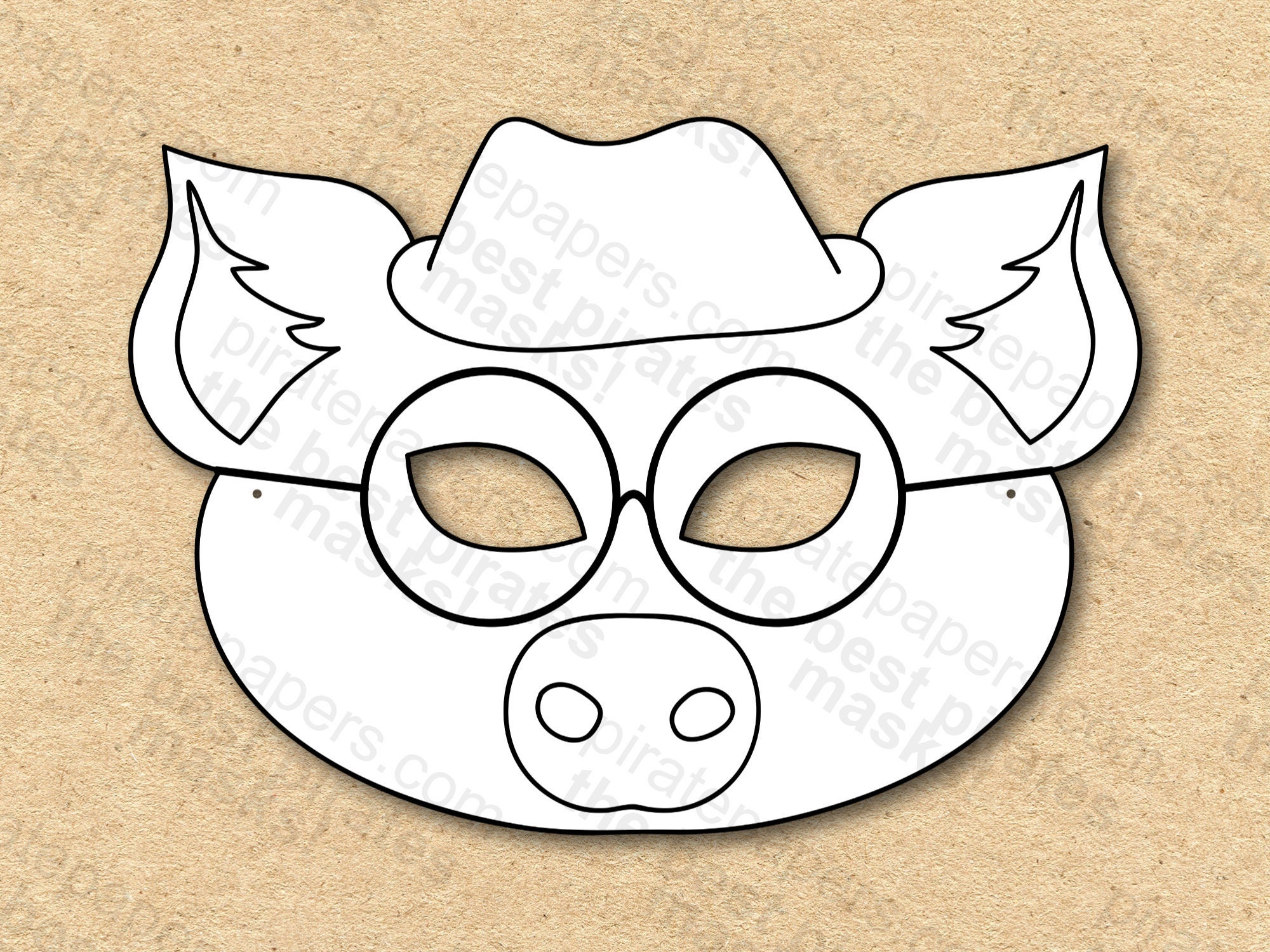 Pig 3 Mask Printable Coloring the Three Little Pigs Paper - Etsy