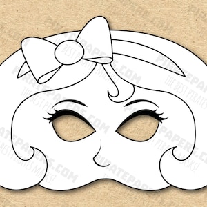 Snow White Mask Printable Coloring, Paper DIY for Kids and Adults. PDF ...