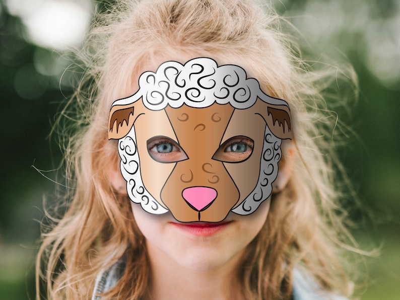 Sheep Masks Printable Color + Coloring, Paper DIY for Kids and Adults ...