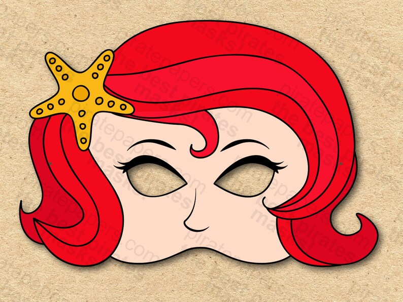 Little Mermaid Mask Printable Paper DIY for Kids and Adults. - Etsy