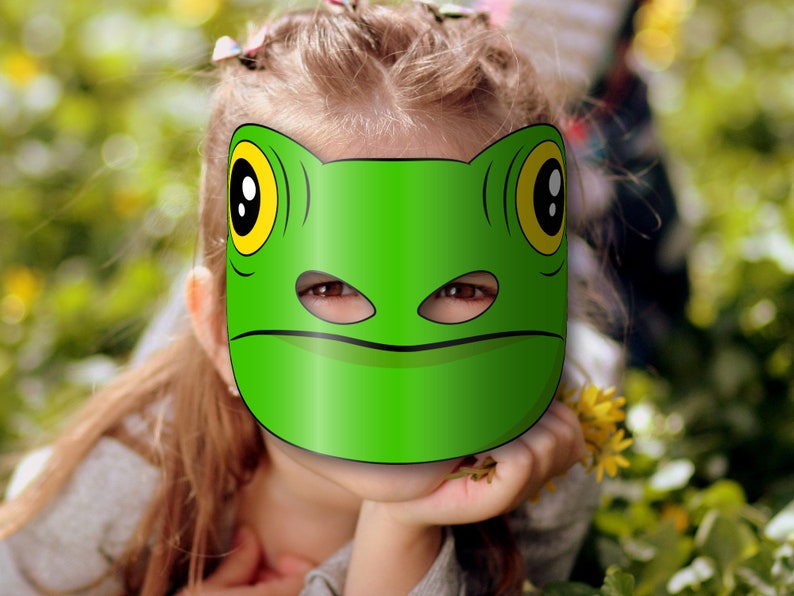 Frog Masks Printable Color Coloring, Paper DIY for Kids and Adults. PDF ...