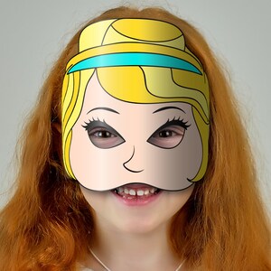 Cinderella Mask Printable, Paper DIY for Kids and Adults. PDF Template ...