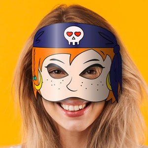 Pirate Girl Mask Printable, Paper DIY for Kids and Adults. PDF Template ...