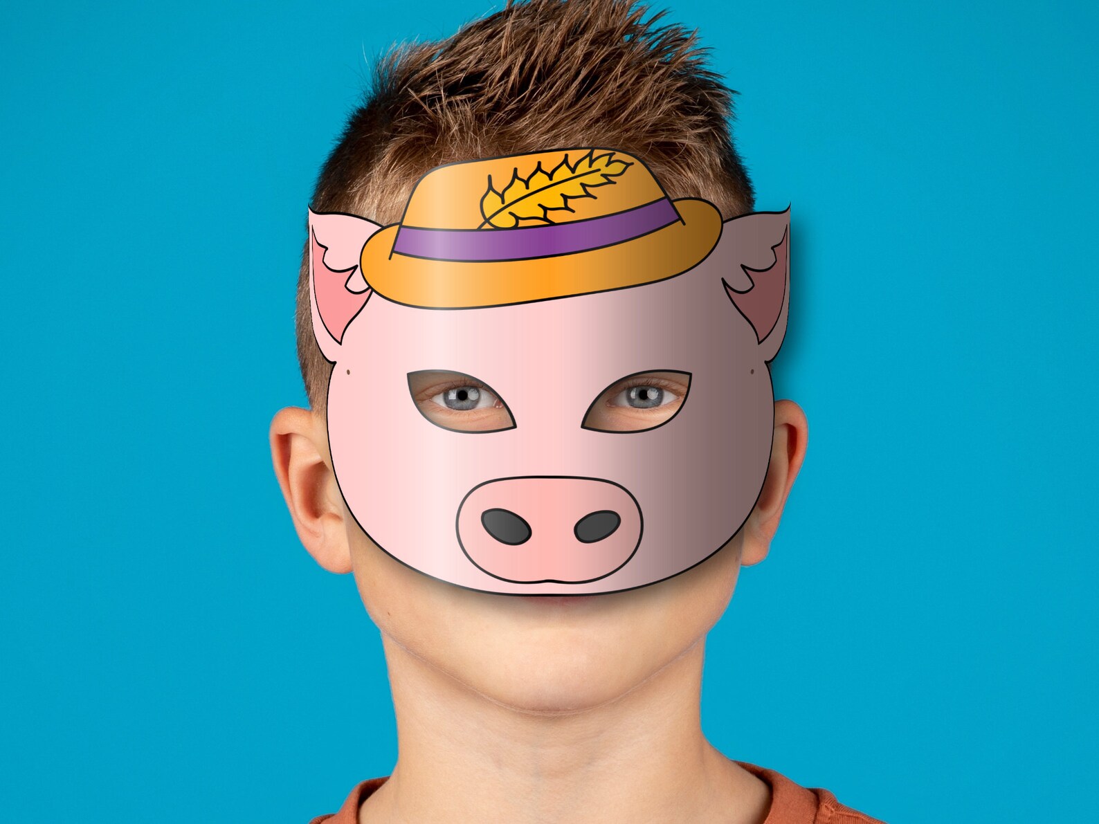 Pig 2 Mask Printable the Three Little Pigs, Paper DIY for Kids and ...