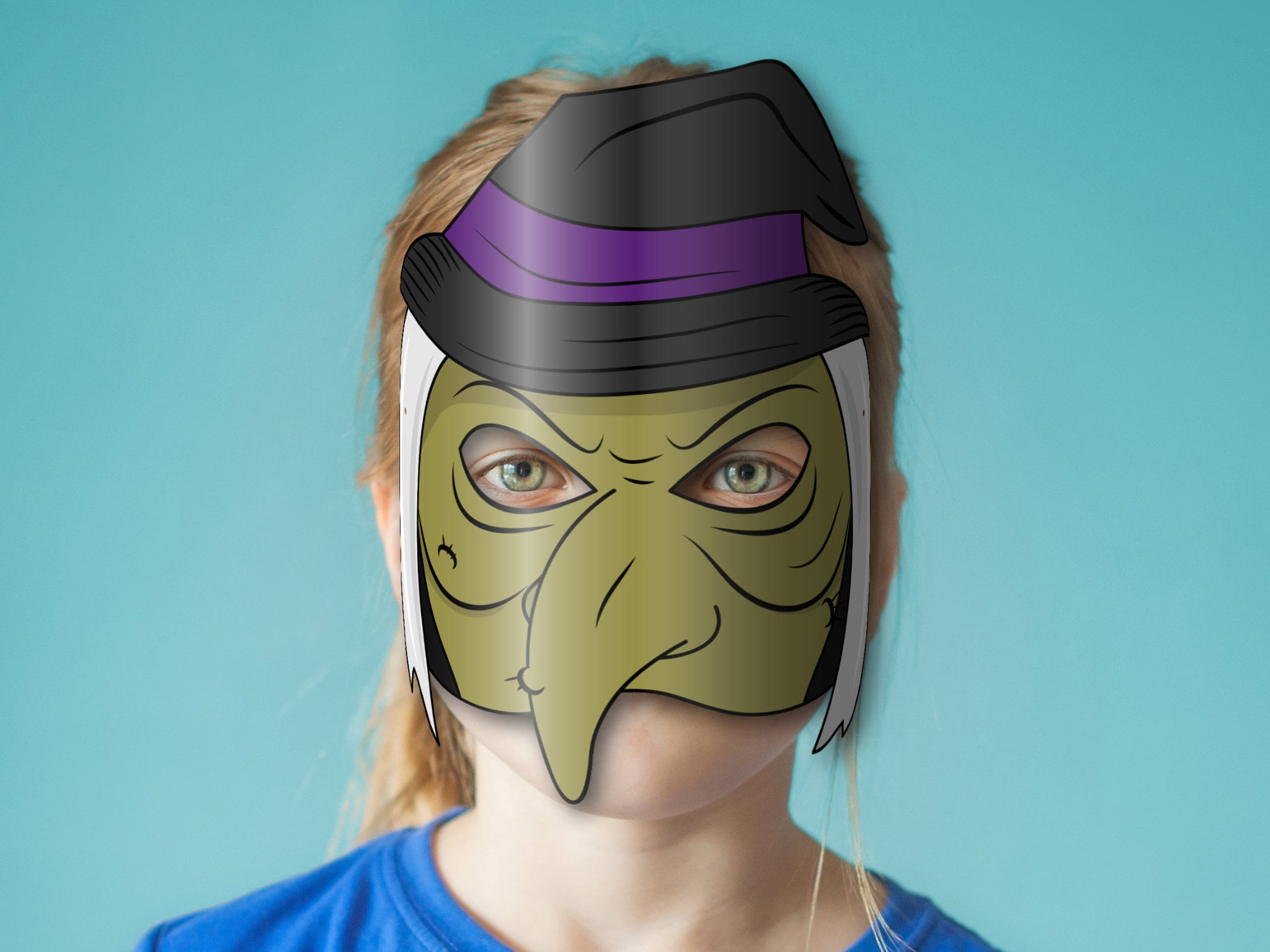 Witch Mask Printable, Paper DIY for Kids and Adults. PDF Template ...