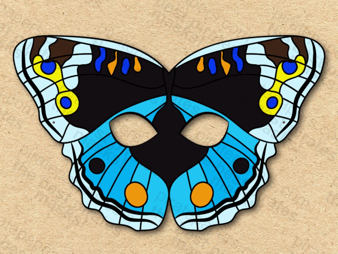 Butterfly Mask Printable Blue Pansy Paper DIY for Kids and - Etsy