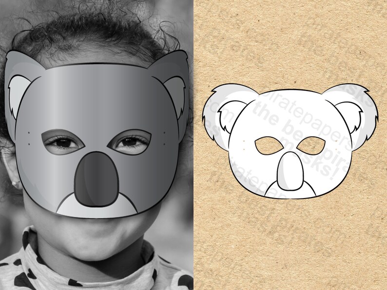Koala Masks Printable Color Coloring Paper DIY for Kids and - Etsy