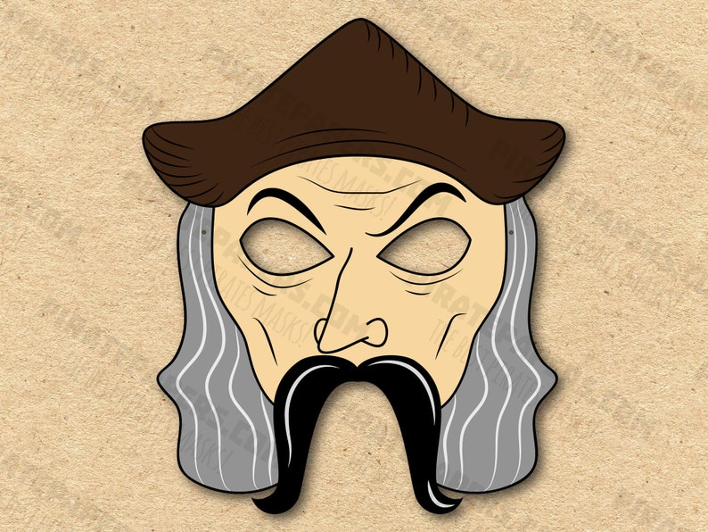 Pirate Captain William Kidd Mask Printable, Paper DIY for Kids and ...