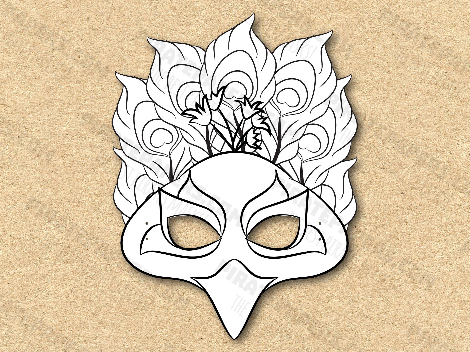 Peacock Masks Printable Color Coloring, Paper DIY for Kids and Adults ...