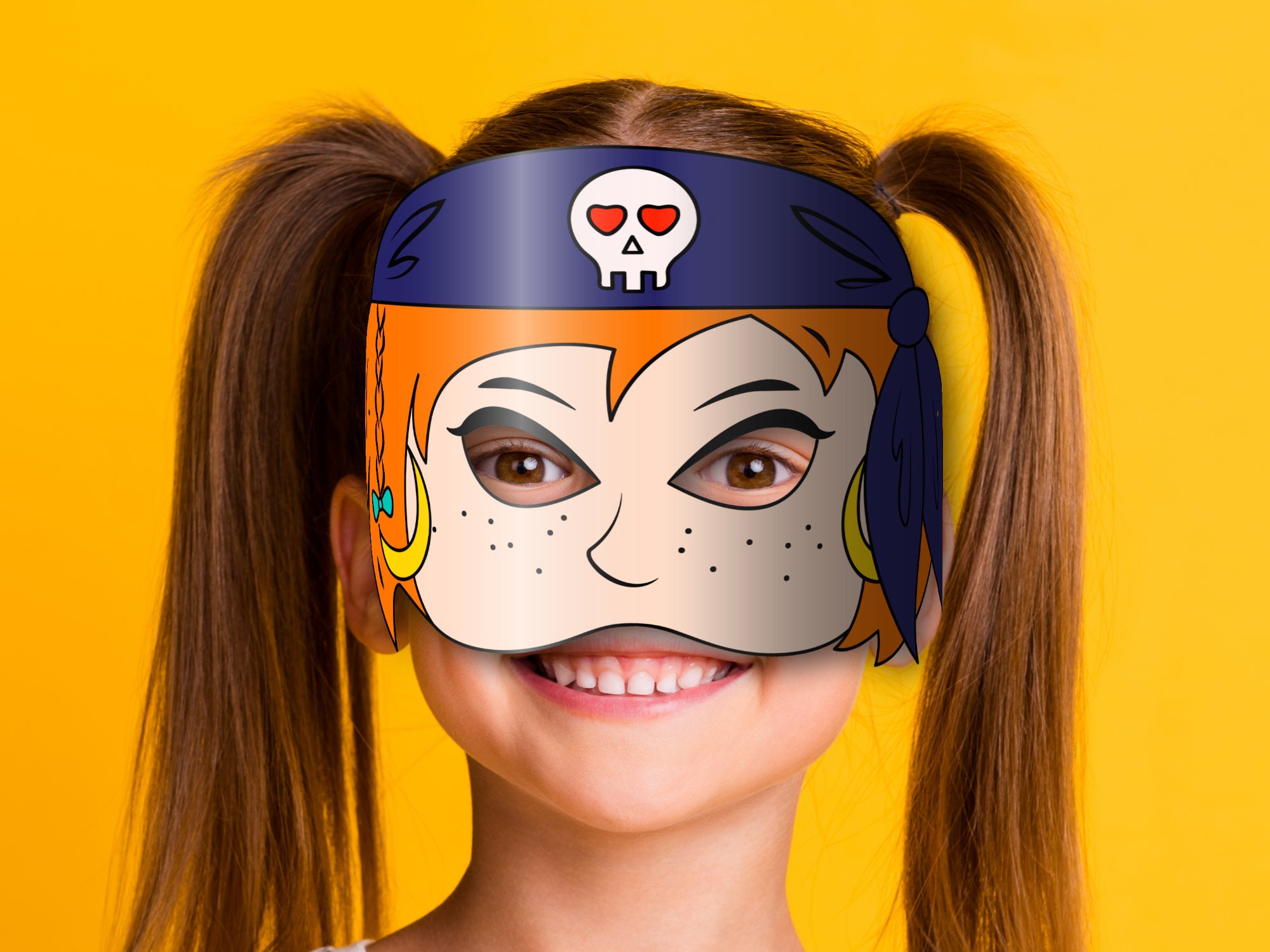 Pirate Girl Mask Printable, Paper DIY for Kids and Adults. PDF Template ...