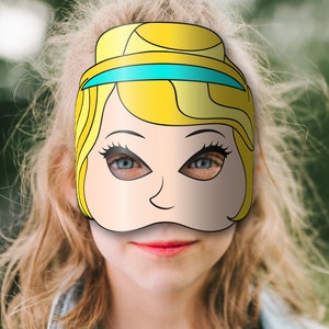 Cinderella Mask Printable, Paper DIY for Kids and Adults. PDF Template ...