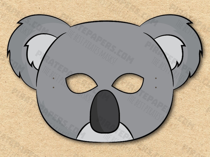 Koala Masks Printable Color Coloring, Paper DIY for Kids and Adults ...