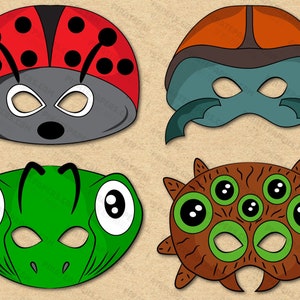 Bugs and Insects 2 Masks Printable, Ladybird, Beetle, Grasshopper ...