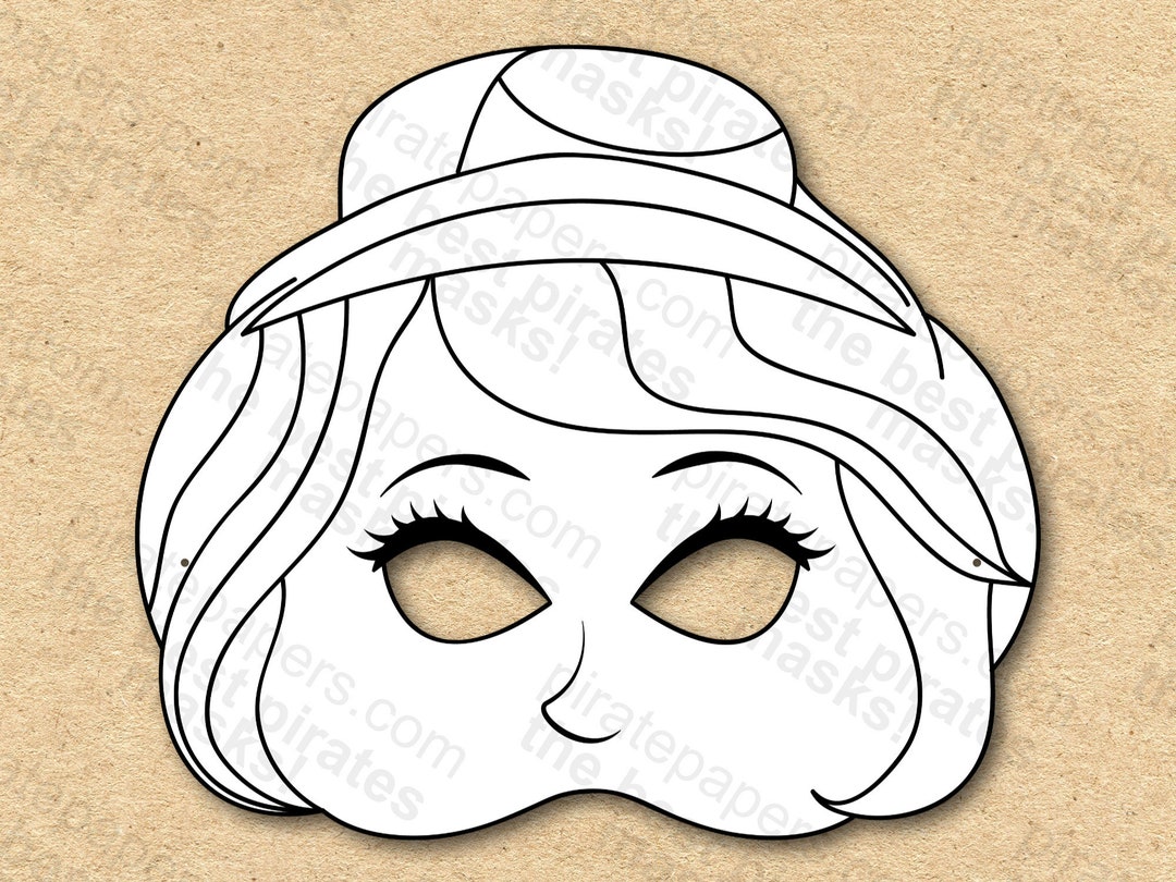 Cinderella Mask Printable Coloring Paper DIY for Kids and - Etsy