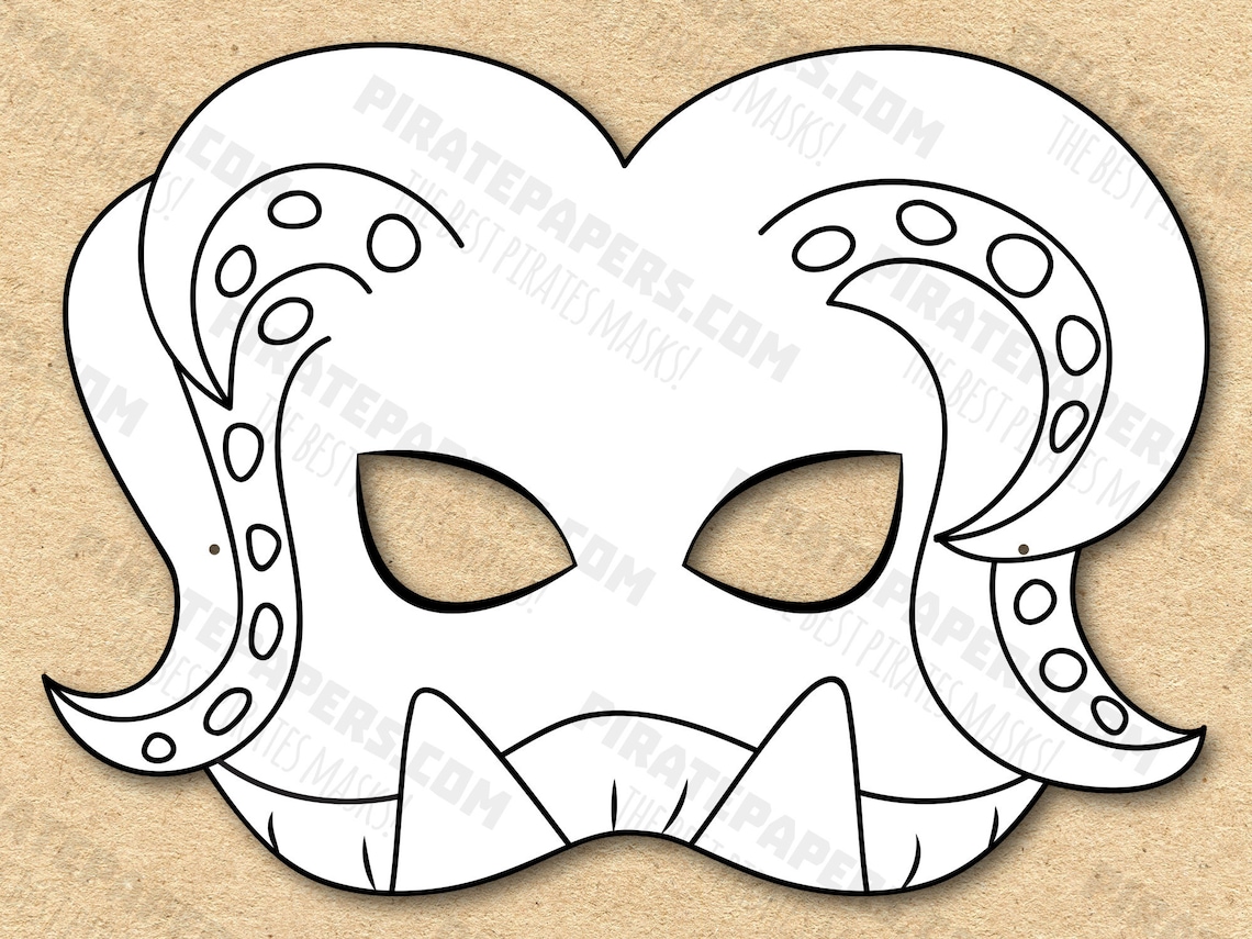 Monster Masks Printable Coloring, Paper DIY for Kids and Adults. PDF ...