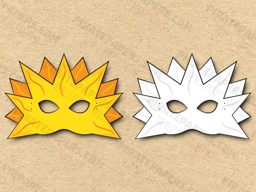 Sun Masks Printable Color + Coloring, Paper DIY for Kids and Adults ...