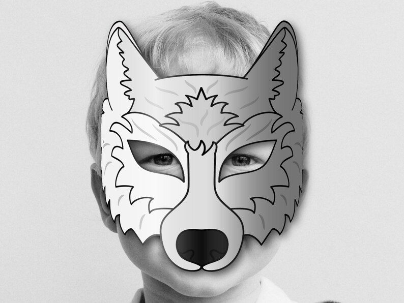 White Wolf Mask Printable Paper DIY for Kids and Adults. PDF - Etsy ...