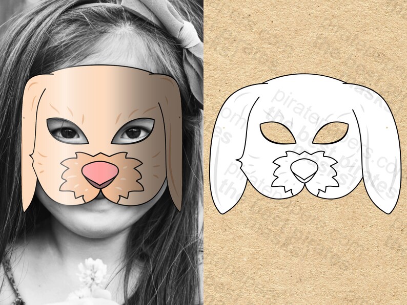 Rabbit Masks Printable Color Coloring Paper DIY for Kids - Etsy