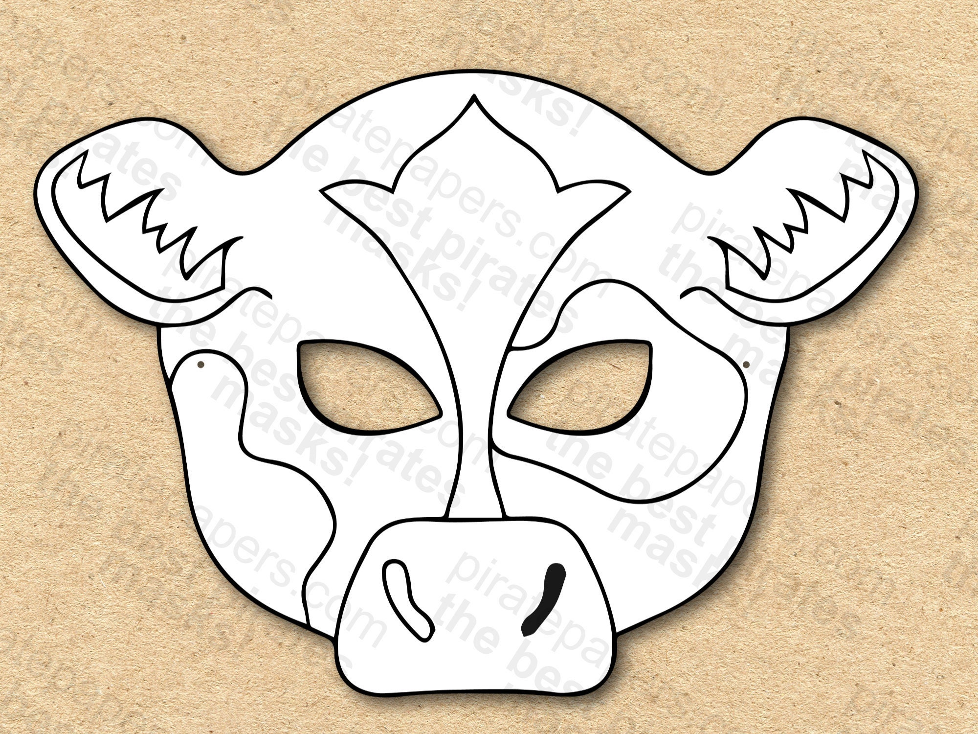 Cow Mask Printable Coloring Paper DIY for Kids and Adults. - Etsy
