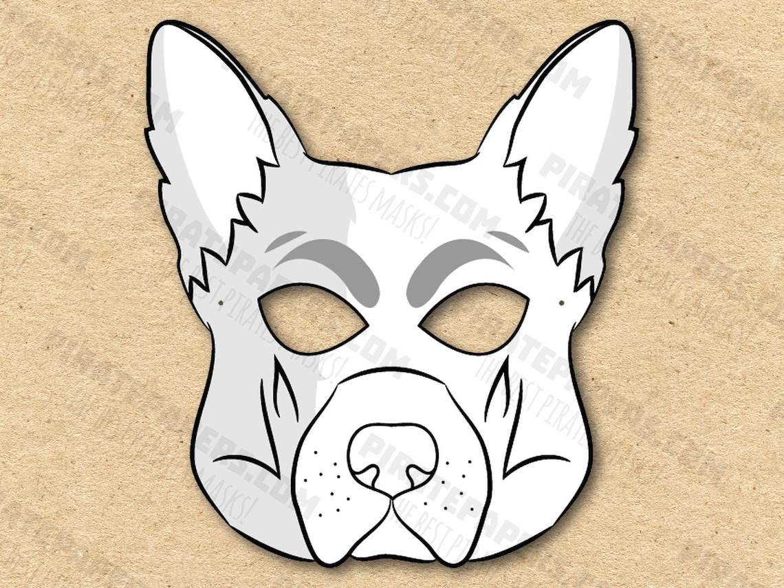 Dog Breeds Masks Printable Coloring, Retriever Dog, German Shepherd Dog ...