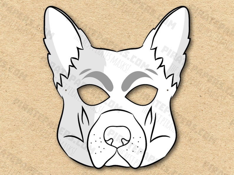 Dog Breeds Masks Printable Coloring, Retriever Dog, German Shepherd Dog ...