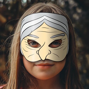 Old Woman Mask Printable, Paper DIY for Kids and Adults. PDF Template ...