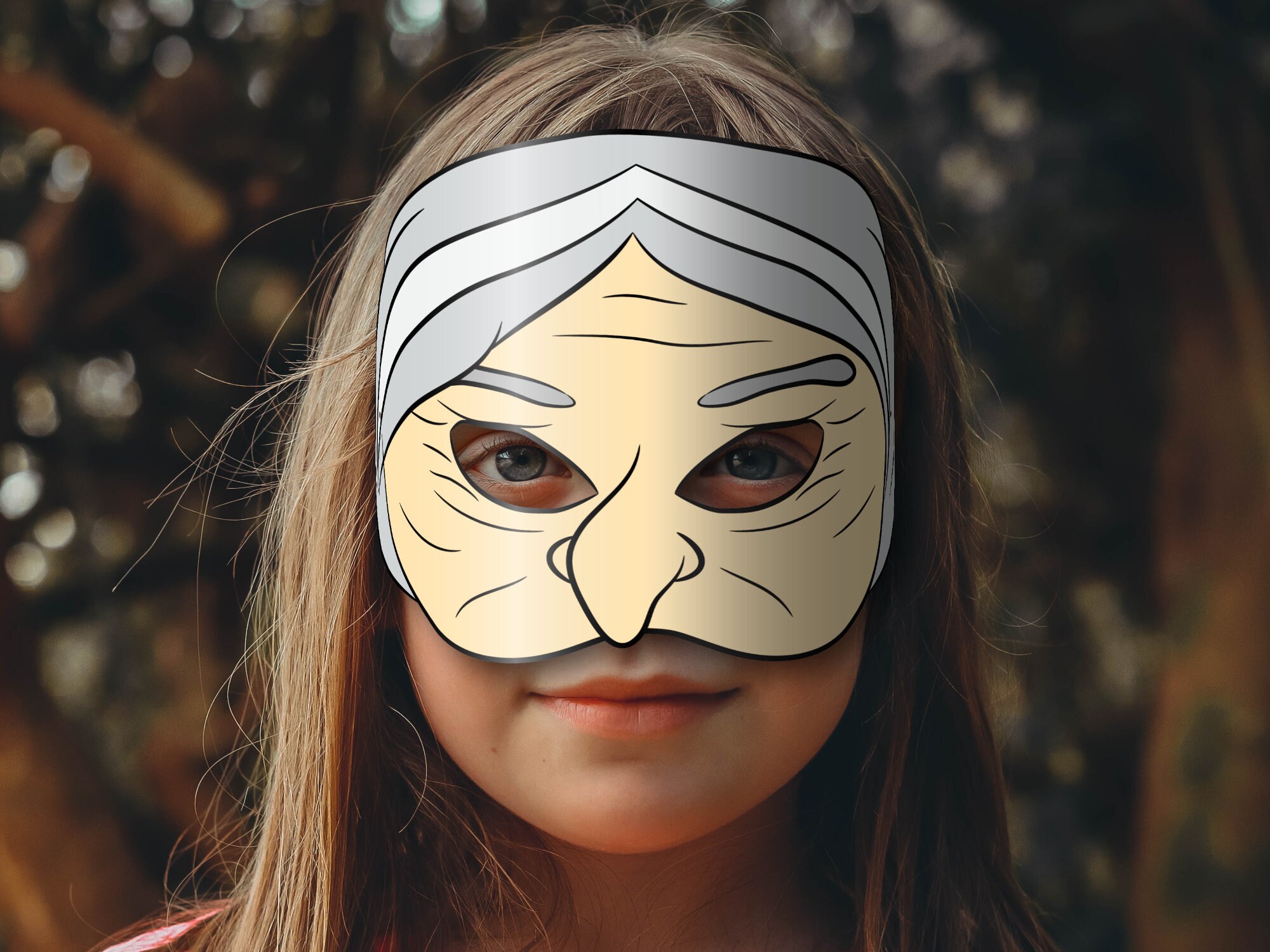 Old Woman Mask Printable, Paper DIY for Kids and Adults. PDF Template ...