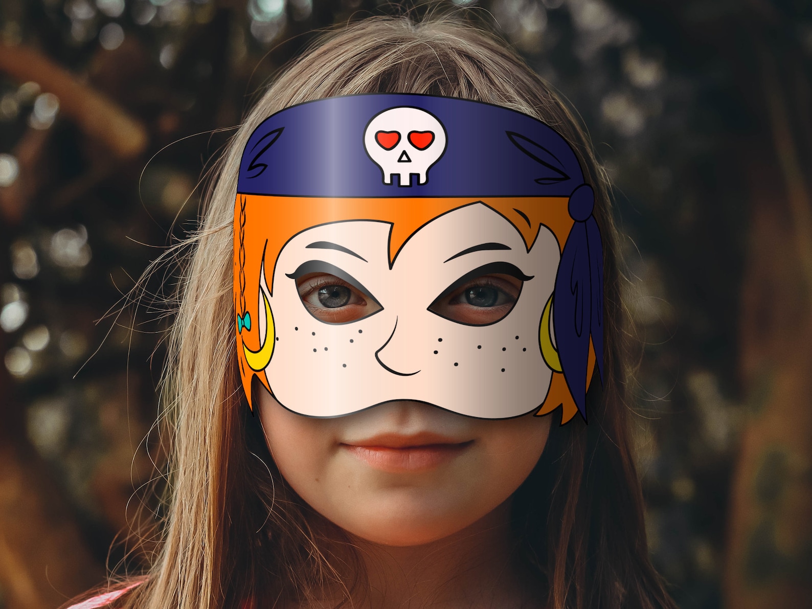 Pirate Girl Mask Printable, Paper DIY for Kids and Adults. PDF Template ...