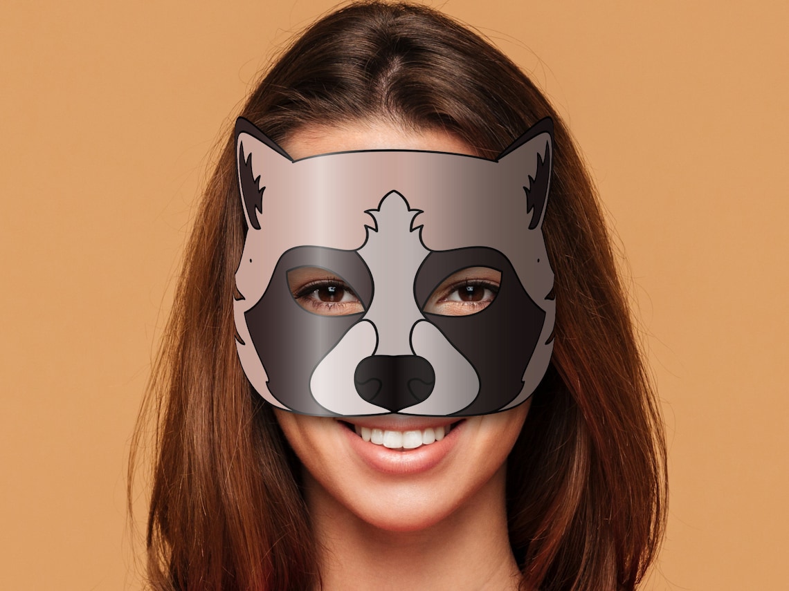 Raccoon Mask Printable, Paper DIY for Kids and Adults. PDF Template ...
