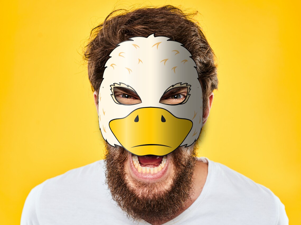 Duck Mask Printable, Paper DIY for Kids and Adults. PDF Template ...