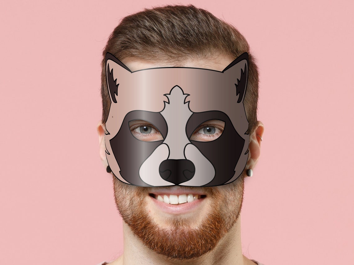 Raccoon Mask Printable, Paper DIY for Kids and Adults. PDF Template ...
