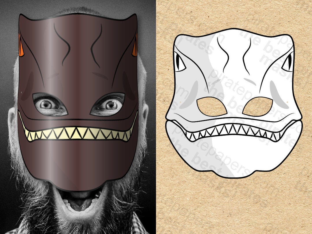 Dinosaur Velociraptor Masks Printable Color Coloring Paper - Etsy
