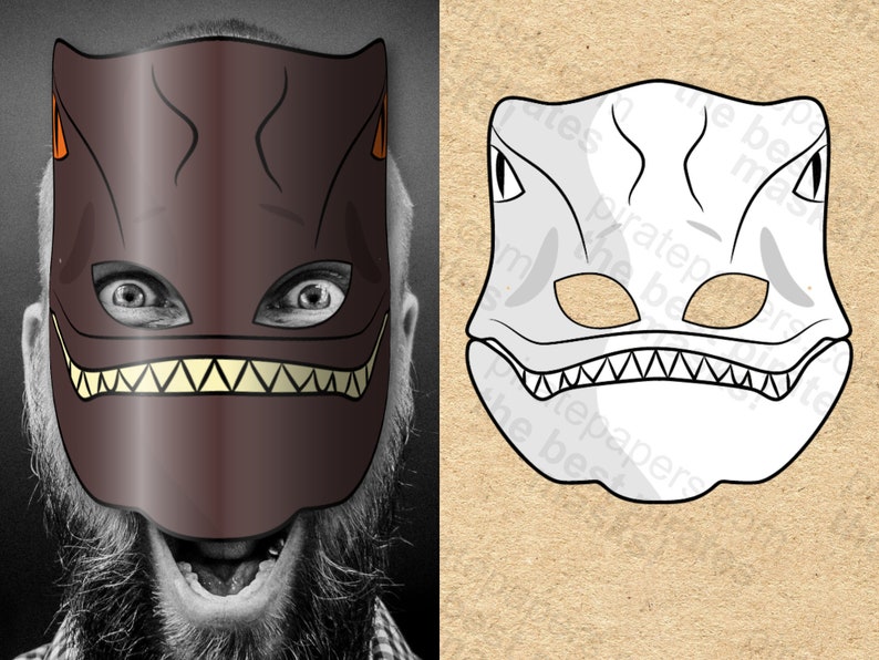 Dinosaur Velociraptor Masks Printable Color Coloring Paper - Etsy