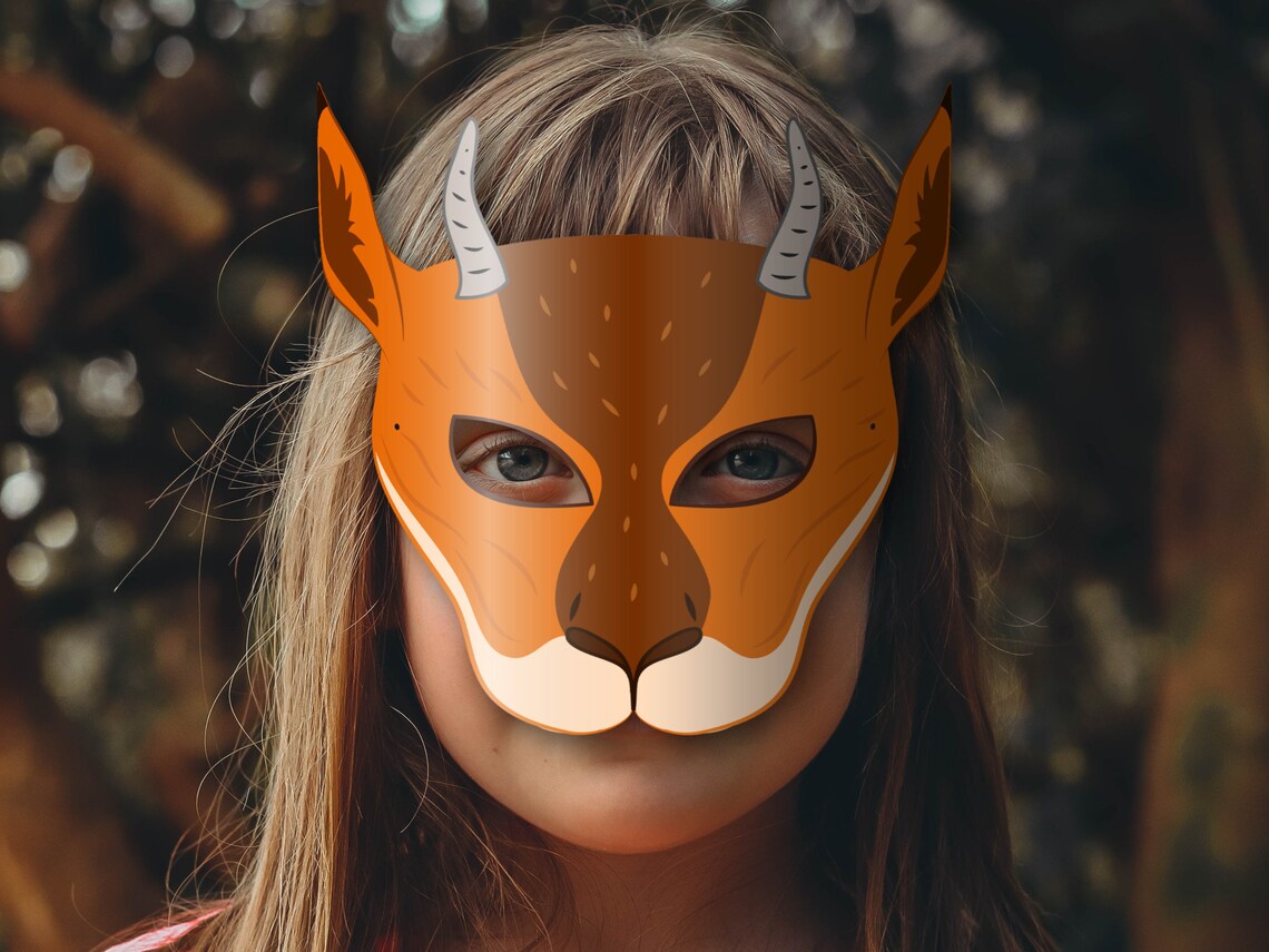 Antelope Mask Printable, Paper DIY for Kids and Adults. PDF Template ...